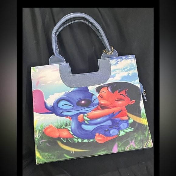 Disney | Bags | Disney Lilo Stitch Blue Faux Leather Top Handle Handbag ...